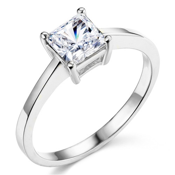 TGDJ | Jewelry | 4k 1ct Basket Princesscut Solitaire Cz Ring | Poshmark